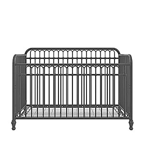 Little Seeds Raven 3-in-1 Convertible Metal Crib, JMPA Certified, Gray