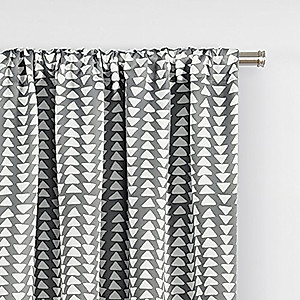 ECLIPSE Naya Mid Century Modern Blackout Thermal Rod Pocket Window Curtain for Bedroom (1 Panel), 37 in x 63 in, Grey