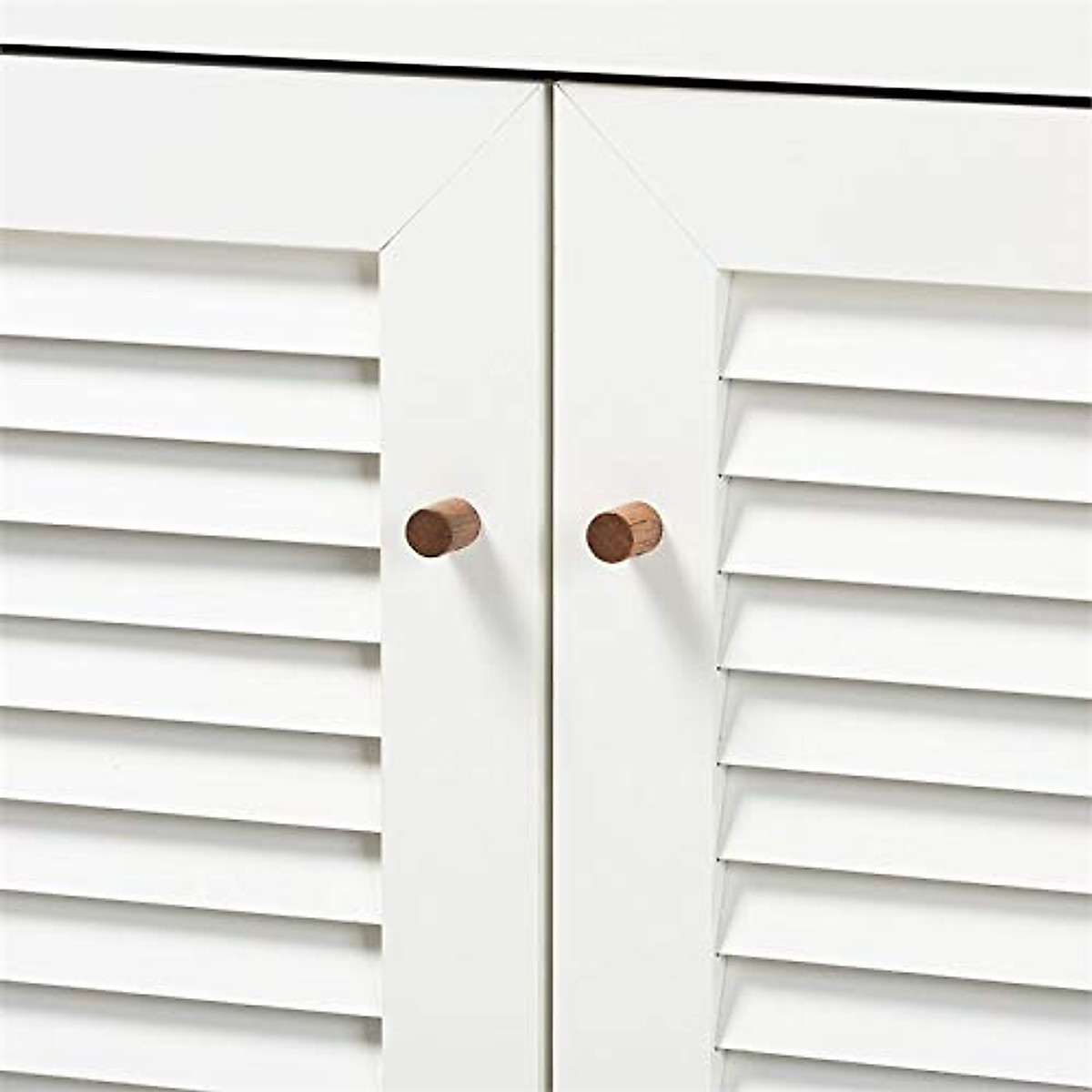 Baxton Studio Coolidge Modern and Contemporary White and Walnut Finished 5-Shelf Wood Shoe Storage Cabinet with Drawer