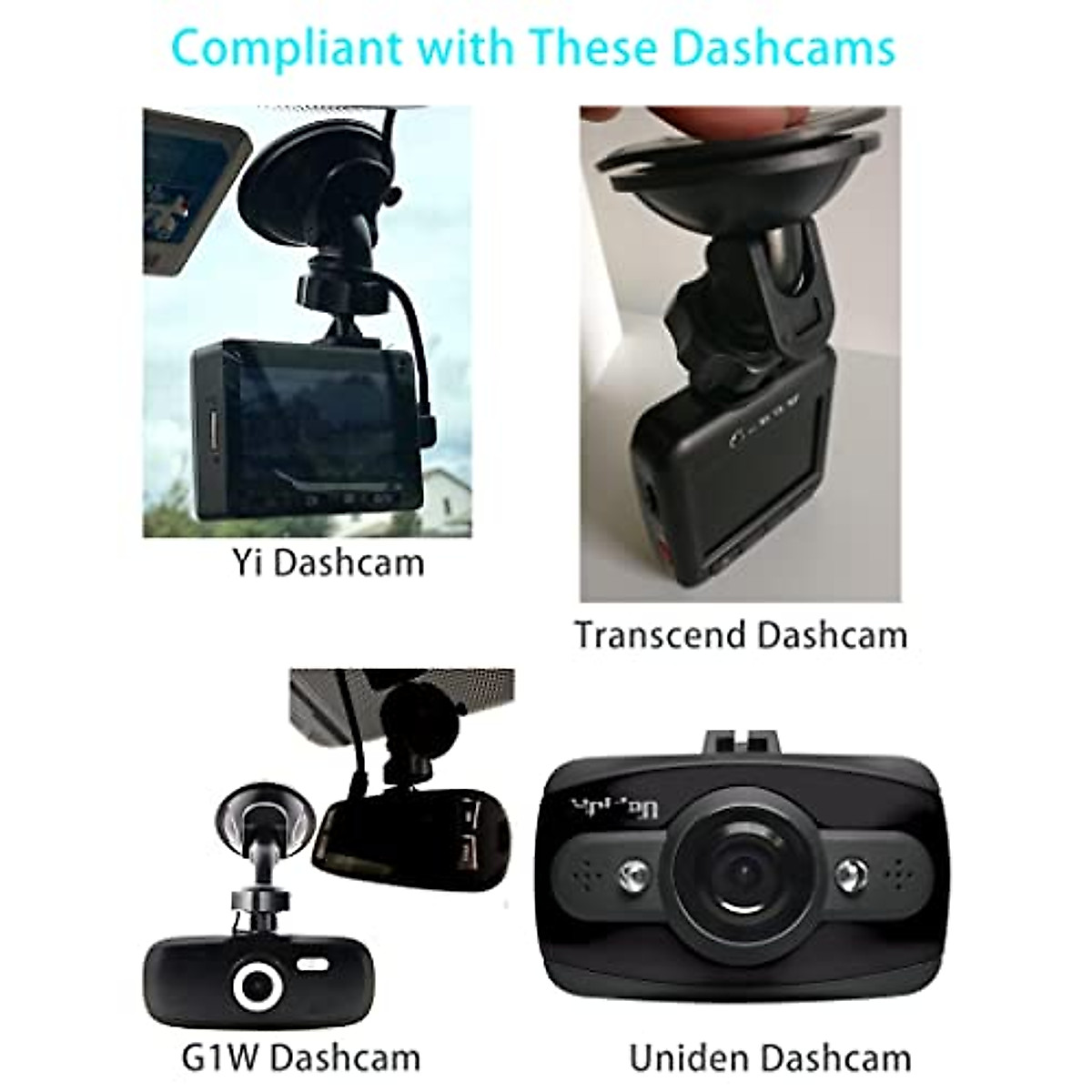 Suction Cup Mount for Yi Dash Cam 2.7', Uniden Dashcam, Black Box G1w Dash Camera etc, Hold Tightly Removeable Easy to Install and Stand Heat, 2 Pcs