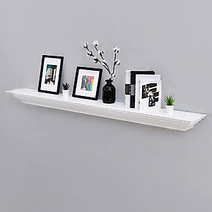 WELLAND 72-Inch Fireplace Mantel Shelf Wall Mounted,White Corona Crown Molding Ledge Floating Shelf, Pinewood