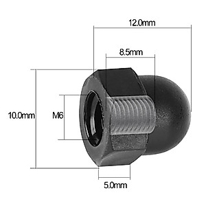 pouilzx Pack of 30) M6 Black Nylon Hex Acorn Nuts Hexagon Decorative Dome Head Nuts for Mechanical Equipment, Electronic Equipment, Communication Equipment, Hardware Lighting