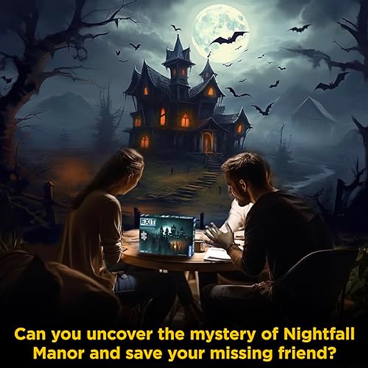 EXIT: Nightfall Manor (with Jigsaw Puzzles) | EXIT: The Game – A Kosmos Game | Family-Friendly, Jigsaw Puzzle-Based at-Home Escape Room Experience | Collaborative Game | for 1 to 4 Players, Ages 10+