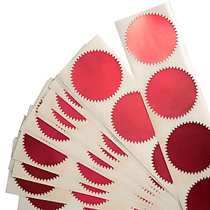 Foil Seal for Certificates, Diplomas, Notary, etc., 2" Diameter, 72 Self-Adhesive Seals per Package (Red)