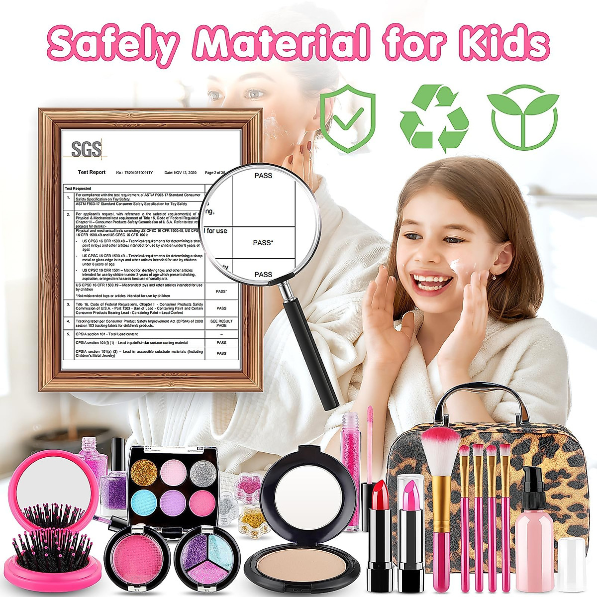 Kids Makeup Kit for Girls, Washable Makeup Set Toy, 23PCS Real Makeup Set, Safe & Non-Toxic Little Girls Makeup Kit Pretend Makeup for Kids Girls Toddlers Age 3 4 5 6 7 8 9 10 11 12 Year Old