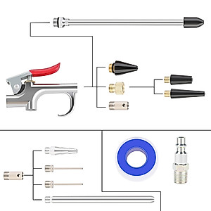 WYNNsky Air blow Gun Kit, 2PCS Air Flow Extensions, 4PCS Nozzle Tip, 13PCS Air Compressor Accessories Kit