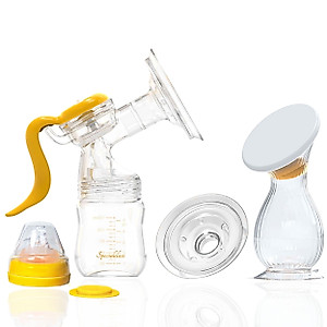 Specialclass Manual Breast Pump - Nursing Stuff for Breastfeeding Essentials, Breast Milk Storing Containers with 24mm and 28mm Silicone Flange Nipple Suction Cups