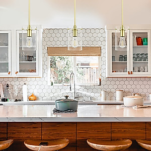 Satin Brass Pendant Lights Kitchen Island - Medium Clear Glass Pendant Light Fixture
