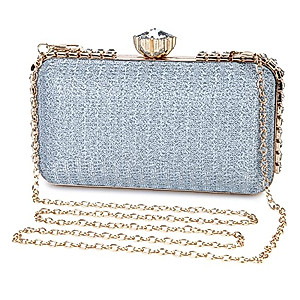 UBORSE Women Clutch Bag Glitter Evening Bag Elegant Evening Purse for Women Wedding Party Purse Handbag(Blue)