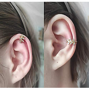 Longita Fake Earrings Ear Cuff Earrings for Women non Piercing Ear Clip On Fake Cartilage Earring Hoop Crossed Conch Helix Hoop Earrings Fake Cartilage Silver