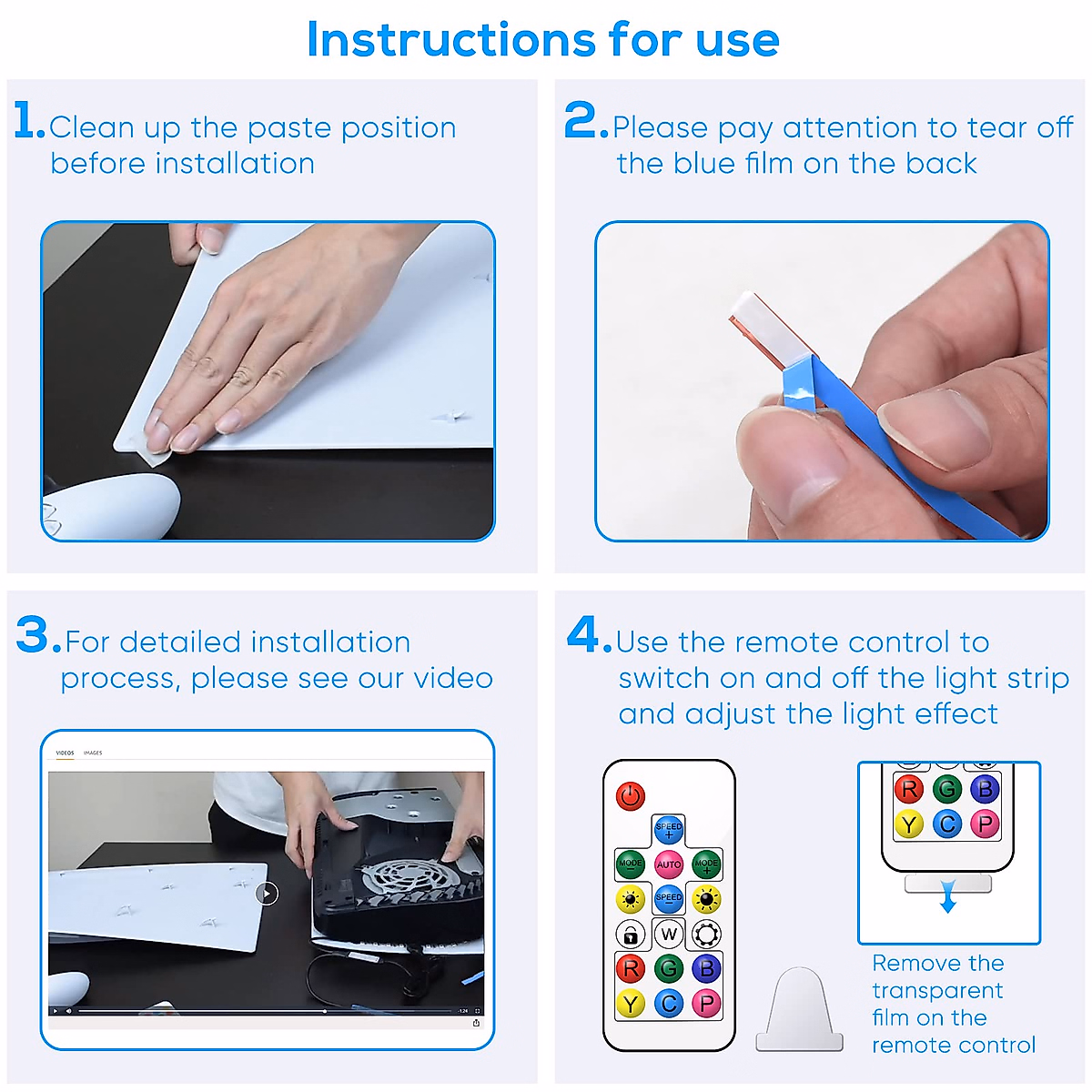 LED Light for PS5/PS5 Slim, RGB Light Strip DIY Decoration for PS5/PS5 Slim Console with 5050 LED Lights Flexible Lights Strips for PS5/PS5 Slim Console