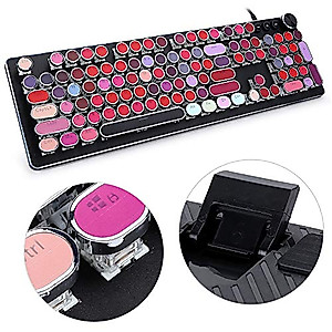 【𝐂𝐡𝐫𝐢𝐬𝐭𝐦𝐚𝐬 𝐆𝐢𝐟𝐭】 Ergonomics Wired Keyboard, Green Axis 108 Keys Cute Net Red Girl Powder USB Interface Keyboard, for Gaming PC Gamer Computer Desktop Live Streaming Girls Boys