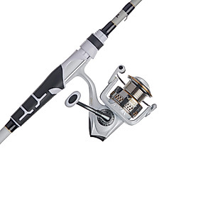 Abu Garcia 6’6” Max Pro Fishing Rod and Reel Spinning Combo, 6 +1 Ball Bearings with Lightweight Graphite Body & Rotor, Extra Durable Everlast Bail System,Grey