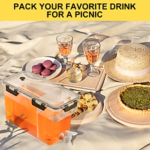 3 Pcs Plastic Drink Fridge Dispenser with Spigot, Clear Beverage Dispensers for Parties with Handle and Daily Use, Juice Milk, Tea, Containers Drink Dispenser with Lids for Fridge Water Dispensers