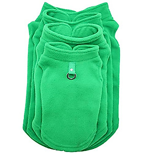 Dog Fleece Vest Soft Winter Jacket Sweater with D-Ring Leash Cold Weather Coat Hoodie for Small Medium Large Dogs Dark Green X-Large