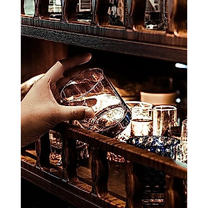 LUXU Whiskey Glasses-Premium 11 OZ Scotch Glasses Set of 6 /Old Fashioned Whiskey Glasses/Perfect Scotch Bourbon Whiskey Tumblers/Style Glassware for Bourbon/Rum glasses/Bar whiskey glasses,Clear