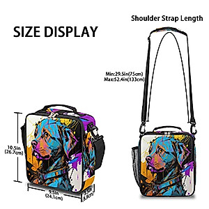 Insulated Lunch Bag, Abstract Cool Animal Dog Lunch Box Wide Opened Tote Reusable Lunch Container Organizer Thermal Cooler Bag with Shoulder Strap for School Office Picnic Hiking Beach Fishing