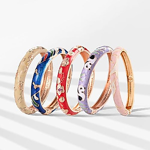 UJOY Random Pack Colors Enamel Jewelry Set Golden Flower Engraved 10 PCS Cloisonne Bracelets in a Box