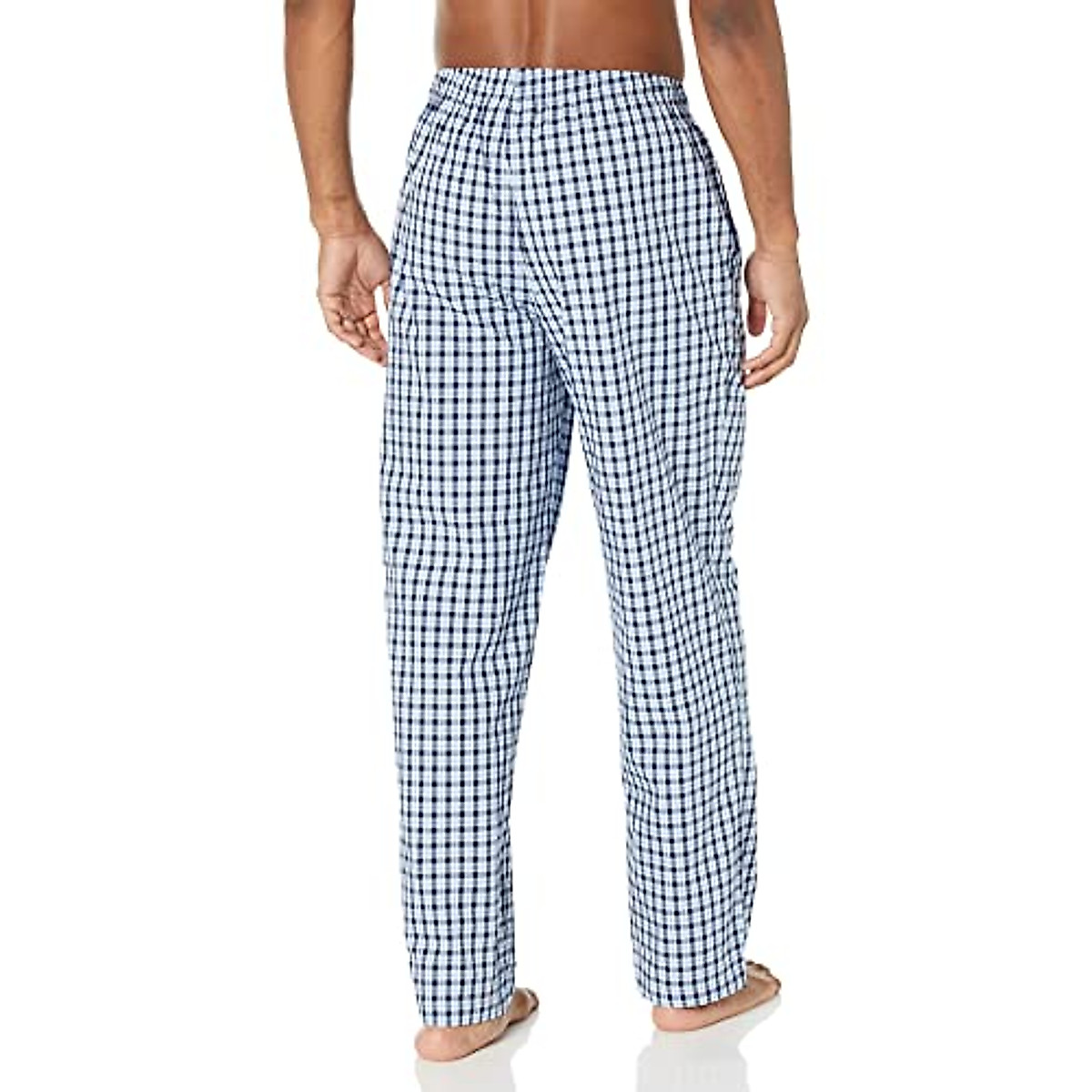 Amazon Essentials Men's Straight-Fit Woven Pajama Pant, Light Blue White Plaid, Medium