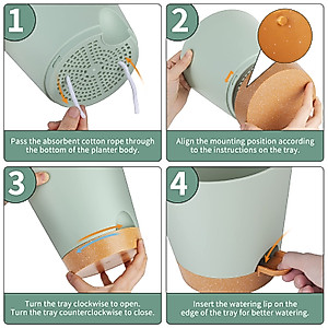 GARDIFE Plant Pots 8/7/6.5/6/5.5/5 Inch Self Watering Planters with Drainage Hole, Plastic Flower Pots, Nursery Planting Pot for All House Plants, African Violet, Flowers, and Cactus,Green