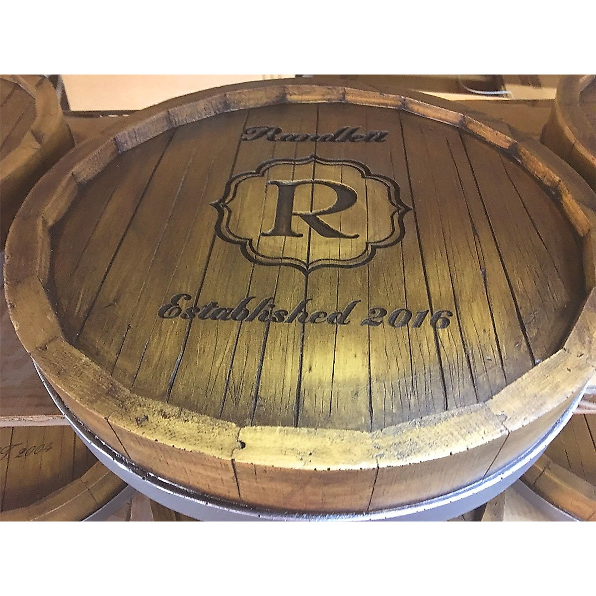 Wine Barrel Monogram and Personalized Lazy Susan