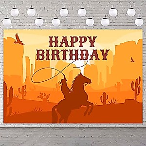 Wild West Cowboy Happy Birthday Banner Backdrop Western Texas Countryside Theme Decorations Decor for Rodeo Party Wild West Party Western Cowboy Party Wild One 1st Birthday Party Baby Shower Supplies