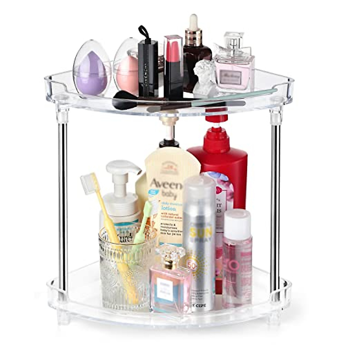 KPX Bathroom Makeup Organizer, Acrylic Cosmetics Storage Holder Rack Kitchen Utility Vanity Countertop Shelves for Room Organizers, Make Up, Home School, Dorm Room Office Essentials