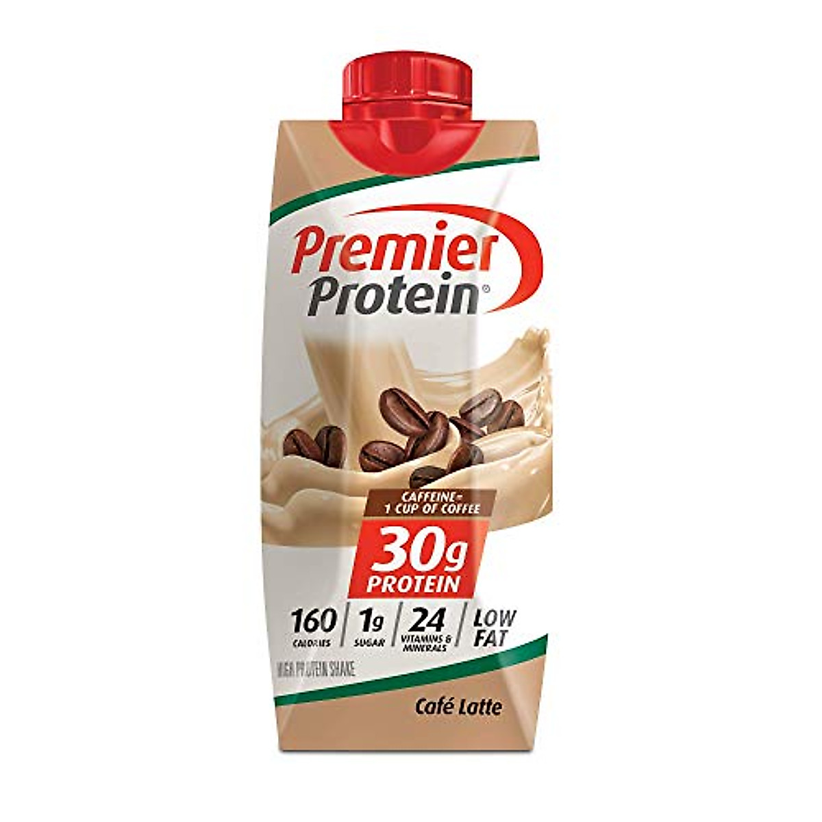 Premier Protein Shake, Café Latte, 30g Protein, 1g Sugar, 24 Vitamins & Minerals, Nutrients to Support Immune Health, 11 Fl Oz, 4 Count