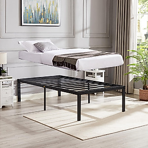 VECELO 18" Twin Metal Platform Tall Bed Frame,Heavy Duty Steel Slat/Easy Assembly Mattress Foundation/No Box Spring Needed