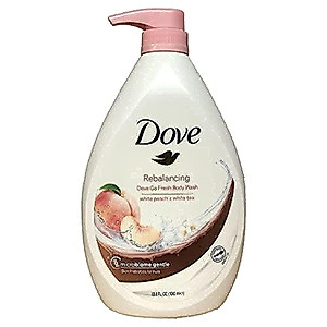 Dove Rebalancing Go Fresh Body Wash, White Peach and White Tea Scent, Microbiome Gentle, 33.8 Ounce Pump Bottle