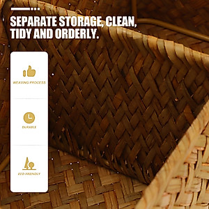 Seagrass Storage Basket 3 Divided Handmade Wicker Basket Organizer Tea Bag Sugar Packet Holder for Coffee Pods Snack Bathroom Paper Coffee