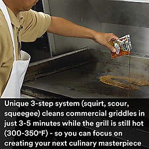 Scotch-Brite Griddle Cleaning, Quick Clean Liquid 700-40, 3.2 Oz Packet, 40/Pack, Heavy Duty, Cleans in 3-5 Minutes, for Baked on Food and Cooking Oils, Use on Hot or Cool Griddle
