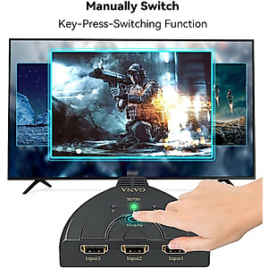 HDMI Switch, GANA 4K HDMI Splitter 3 in 1 Out, 3-Port HDMI Switcher Selector with Pigtail HDMI Cable,Supports Full HD 4K 1080P 3D Player, HDMI Hub Compatible with Fire Stick,HDTV,PS4 Game Consoles,PC