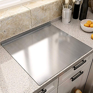 LandHope Large Cutting Board 304 Stainless Steel Cutting Board Metal Baking Mat Non Stick Thick Board Cutting Fruit Vegetable Meat Kneading Rolling Bread Pizza Biscuits Dough Sturdy Kitchen