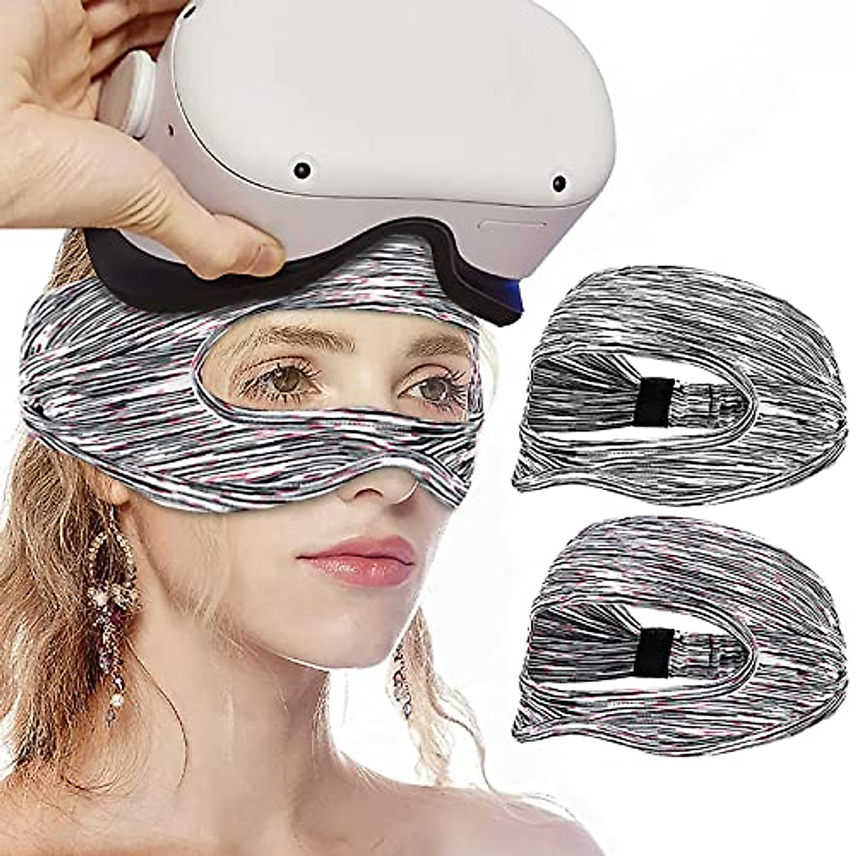 VR Eye Masks Sweat Band VR Face Cover Padding Home Adjustable Sizes for VR Workouts Use with Oculus Quest 2 Oculus Rift Playstation VR (3pcs)