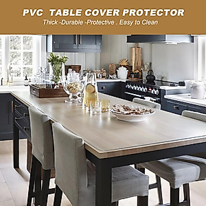 Vicwe 24 x 36 Inch Clear Table Cover Protector,1.5 mm Thick Single-Sided Frosted Clear Desk Pad Mat, Rectangle Waterproof Table Top Protector, Scratch Proof and Easy Cleaning for Dining Room Table