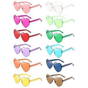 LIULIUBTY Heart Shaped Sunglasses Rimless Colorful Heart Glasses Bachelorette Party Favors (Mixed Colors)