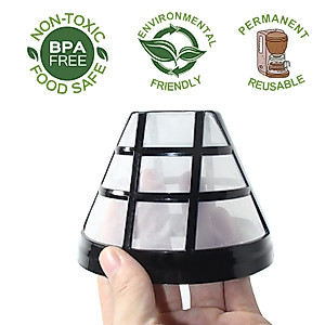 Cestlaive (4-Pack) No.4 Cone Reusable Replacement Coffee Maker Basket Filter Compatible with Cuisinart, Ninja Coffee Bar Brewer Filters, Fit Most 8-12 Cup Basket Drip Coffee Machine, BPA Free