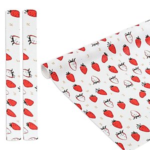 3 Rolls Shelf Liner for Cabinets and Drawer, Non Slip Refrigerator Liners, Non-Adhesive Waterproof Oil-Proof Eva Placemats, Can Be Cut Storage Shelf Mats for Desk, Dresser and Cupboard (Strawberry)