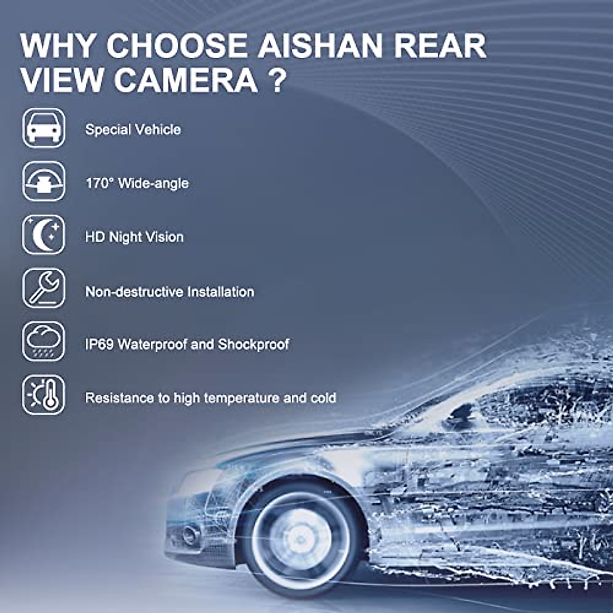 AISHAN Rear View Backup Camera Parking Assist Camera Compatible with 2010-2014 Ford F150,2015-2018 Ford Mustang Replace# BL3Z-19G490-B, EL3Z-19G490-D