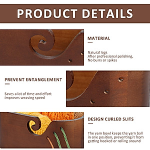 UKQRRTC Wood Knitting Yarn Bowl Smooth Crochet Bowl with Swirl Design Oval Knitting Bowl with Holes Portable Yarn Holder Bowl Crochet Yarn Bowl for DIY Knitting Crocheting