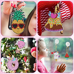 MTLEE 10 Sets Arts and Crafts for Kids Ages 8-12 5D Diamond Painting Keychain Kits Gem Art Kits for Girls Crafts Gem Painting Kits Diamond Art Gift Idea for Age 4, 5, 6, 7, 8, 9, 10-12 (Sweets)