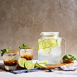 Hermetic Seal Glass Pitcher with Airtight Lid & Spout - 68oz Water Carafe for Homemade Juice, Iced Tea, Milk, Cold Brew Coffee, Lemonade - Fridge Door Jug Bottle with Handle, Clear Beverage Serveware