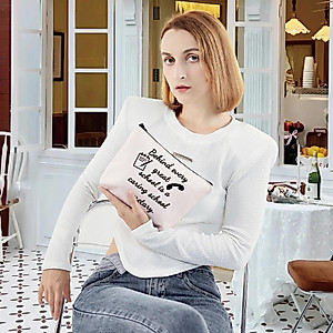 G2TUP S Secretary Gift for Women Secretary Travel Makeup Bag Behind Every Great is a Caring Secretary Zipper Pouch Bag (S Secretary bag)