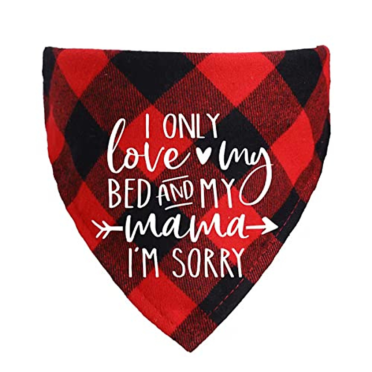 Ming Heng Funny Cute Red Plaid Pet Dog Cat Bandana Scarf,I Only Love My Bed and My Mama, I'm Sorry,Puppy Dog Scarf Pet Birthday Gift