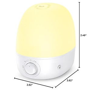 2.5 L Small Humidifiers for Bedroom Kids, Nursery, 26dB Quiet Ultrasonic Cool Mist Humidifiers for Baby, 3-IN-1 Air Humidifier with Essential Oils, Easy Clean, Night Light, Plant, Auto Shut-Off, 30H