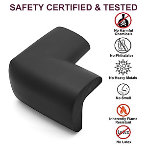 Baby Proofing Edge Corner Protector, 20.5 ft (18.1ft Edge + 8 Corners) Baby Proof Corner Guards,Thick Table Bumper Guard, 3M Pre-Taped Corners, Soft Rubber Foam Guard Heavy-Duty Black