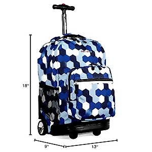 J World New York Sunrise Kids Rolling Backpack for Girls Boys Teen. Roller Bookbag with Wheels, Mini Dia, 18"