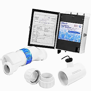 XtremepowerUS 15K Salt Chlorination System for In-Ground Pools up to 15,000 Gallons Flow Switch Cell Fitting Complete System, White