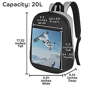 POPAR READ IT. SEE IT. BE IT. Luminous Backpack - LED Multi-Media Light Up Backpack - Includes Battery and Mobile App - Red